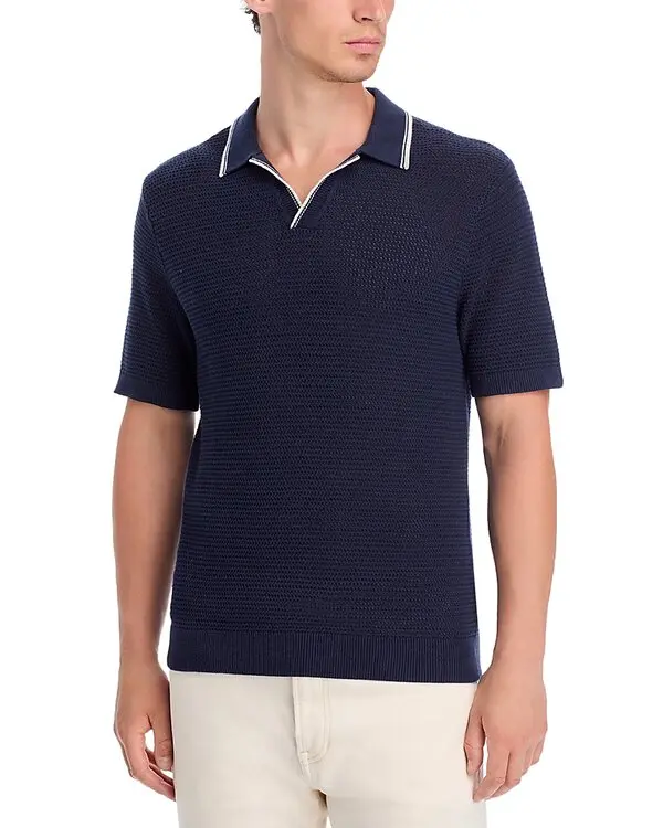 Madewell Regular Fit Tipped Johnny Collar Mesh Polo - Ink