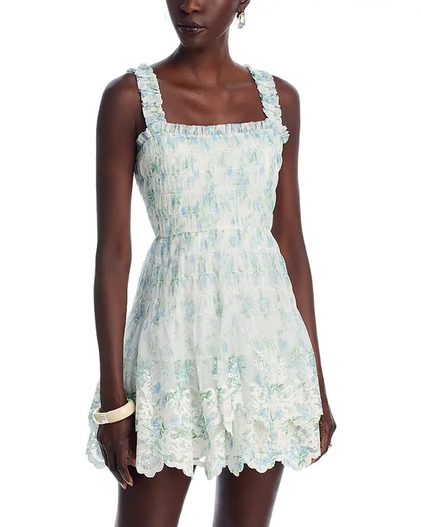 Aqua Flutter Trim Mini Dress