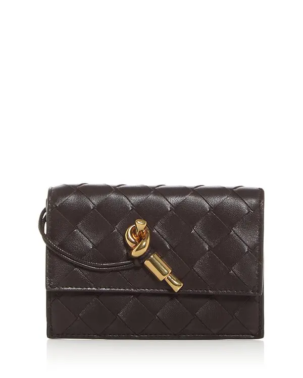 Bottega Veneta Andiamo Intrecciato Leather Card Case - Fondant