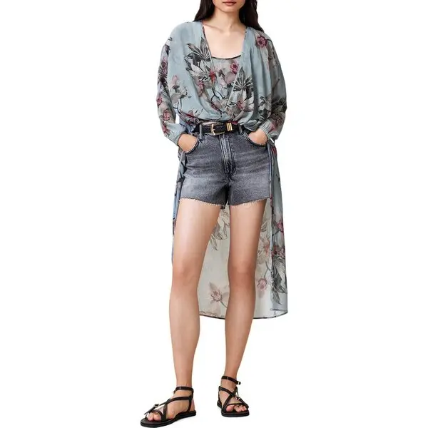 All Saints Avala High Low Floral Wrap Top