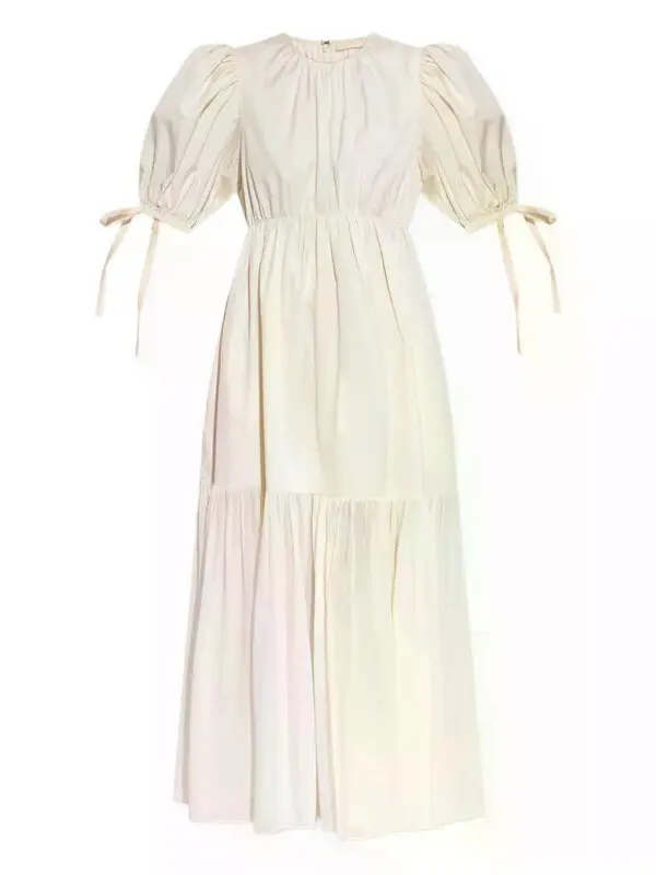 Ulla Johnson Puff-sleeve Midi Dress - Neutrals