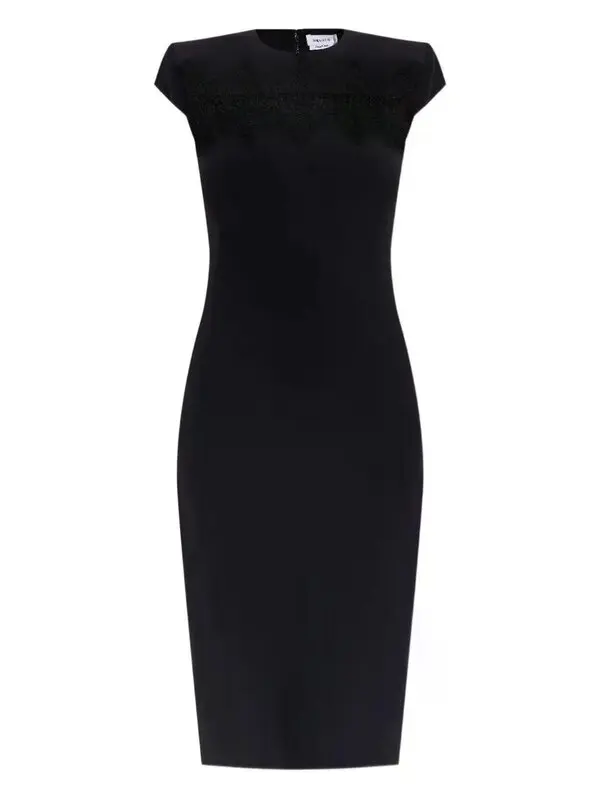 Alexander McQueen Cap-sleeve Lace-embroidered Midi Dress - Black