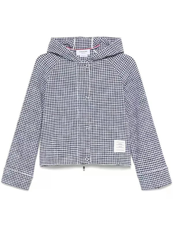 Thom Browne Gingham-check Tweed Hooded Jacket - Black