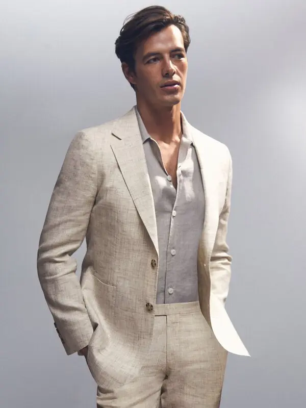 REISS Bloomfield Linen-cotton Single-breasted Suit Blazer Slim-fit