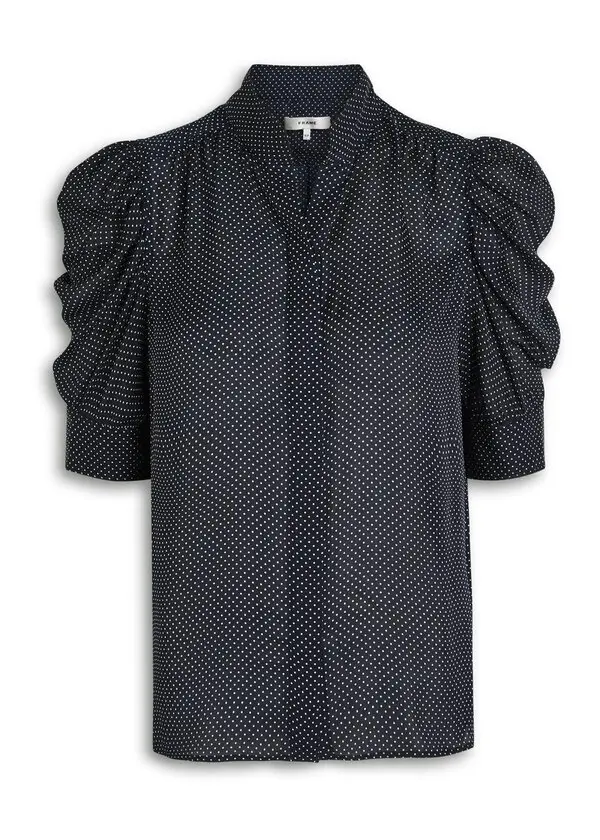 FRAME The Gillian Polka-dot Silk-chiffon Blouse - Navy