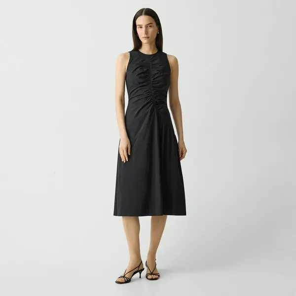 Theory Asymmetrical Ruched Midi Dress