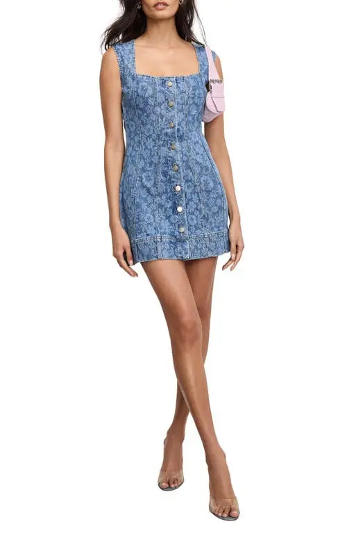 Good American Floral Power Stretch Denim Mini Dress