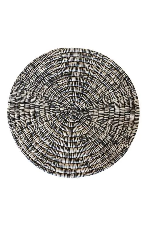 INDEGO AFRICA Mixed Raffia Platter - Black & Natural