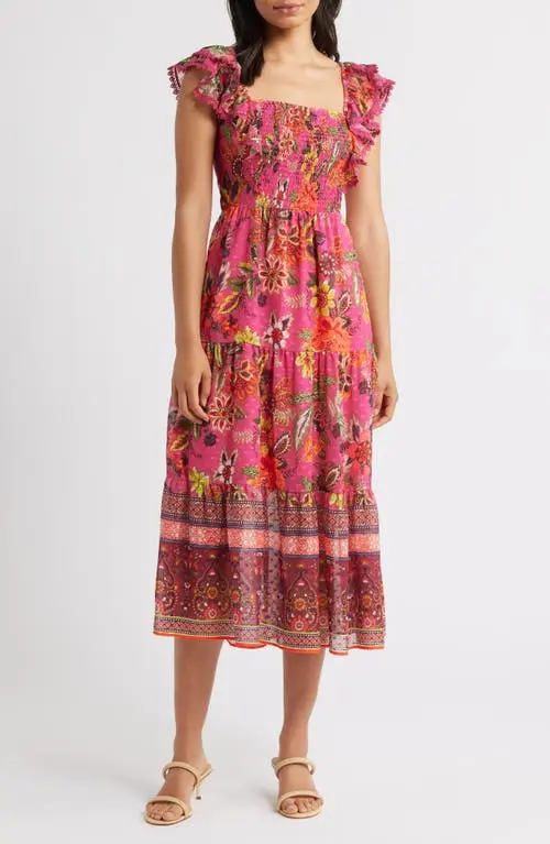 Eliza J Floral Print Midi Dress
