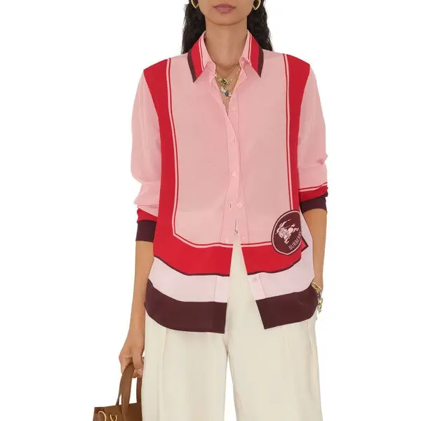 Burberry Ekd Stamp Silk Crêpe De Chine Button-up Shirt