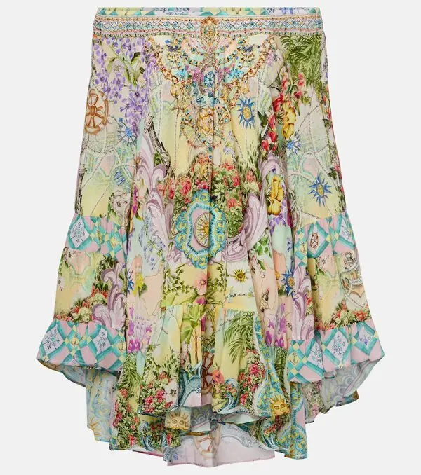Camilla Embellished Printed Silk Crêpe Minidress