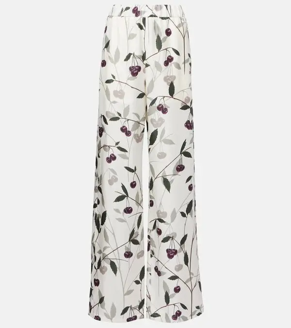 Stella McCartney Printed Silk Twill Wide-leg Pants