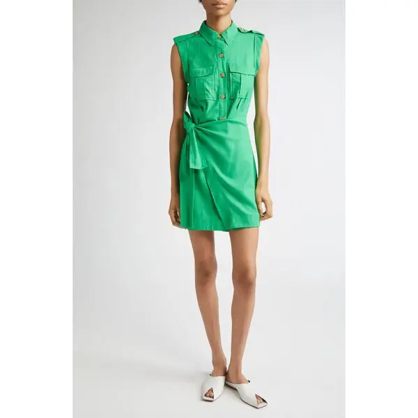 Derek Lam 10 Crosby Giselle Sleeveless Cargo Shirtdress - Kelly Green