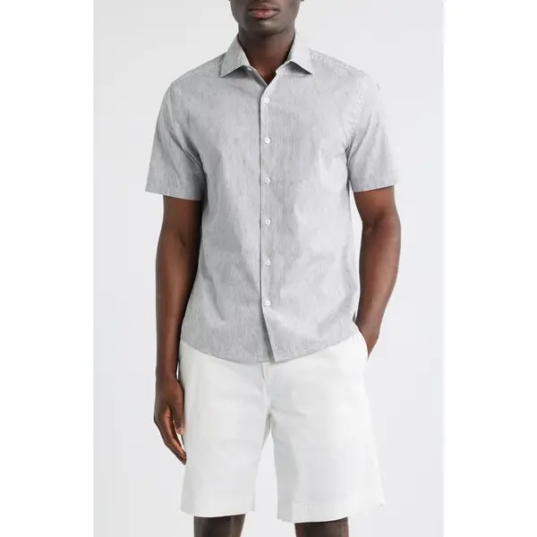 Robert Barakett Echo Short Sleeve Cotton Button-up Shirt