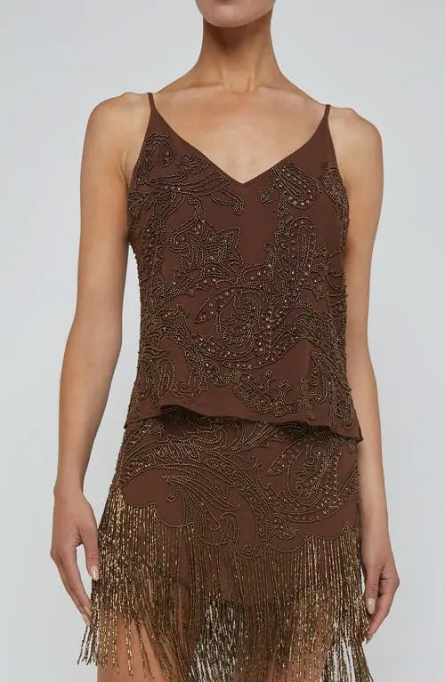 L'Agence Kass Beaded Chiffon Camisole