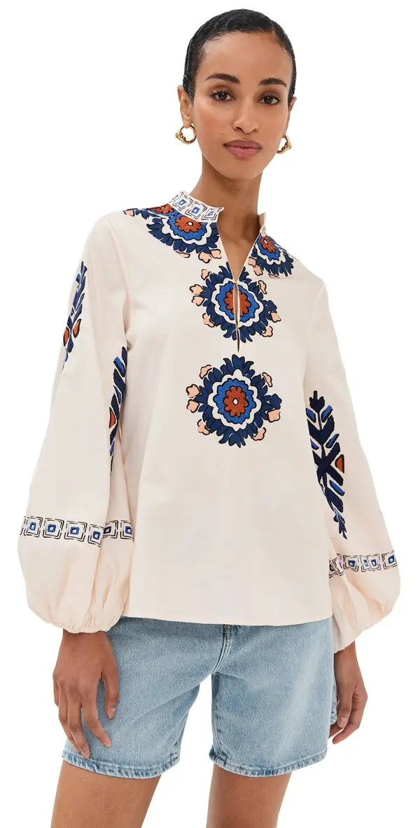 Figue Davina Embroidered Floral Top - Medallion Tapestry B