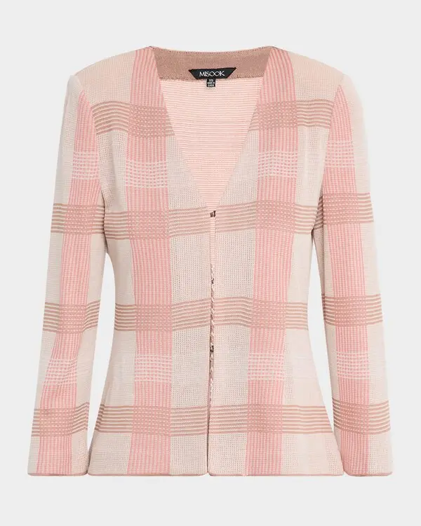 Misook Plaid Knit Tailored Jacket