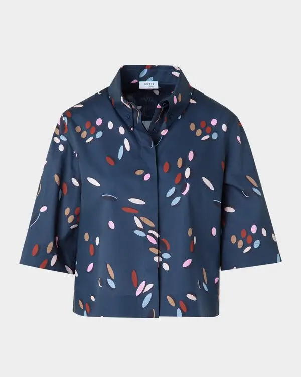 Akris Dropping Dots Print Batiste Blouse - Ink-multicolor