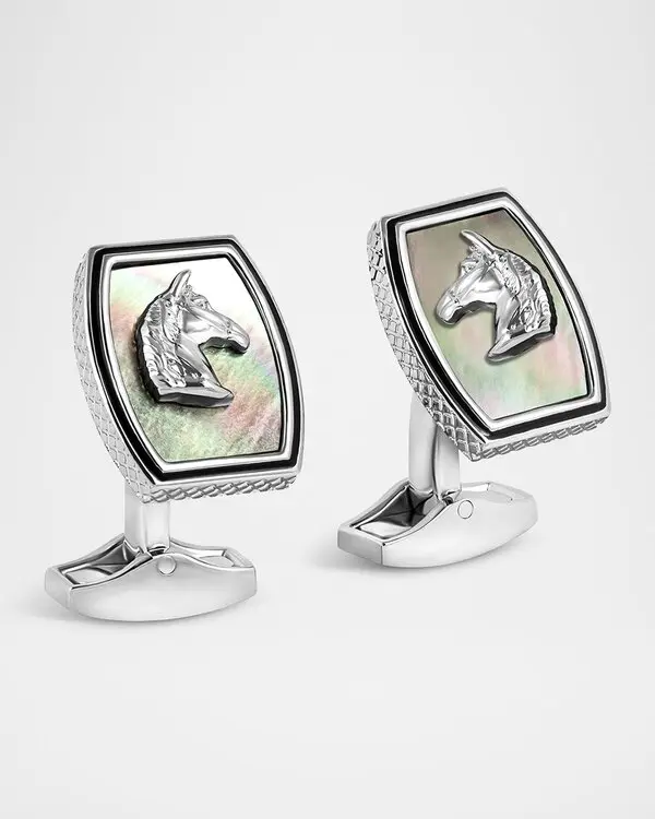 Tateossian Mother-of-pearl Ascot Horse Cufflinks