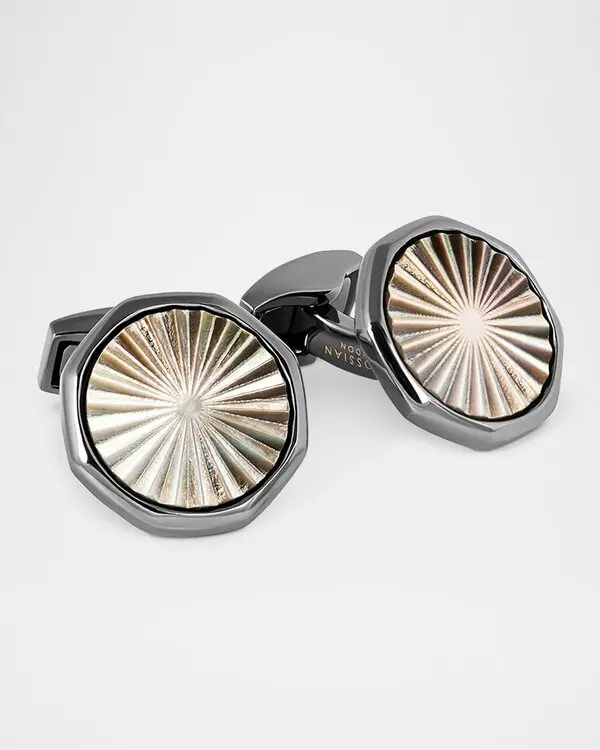 Tateossian Gunmetal Mother-of-pearl Cufflinks