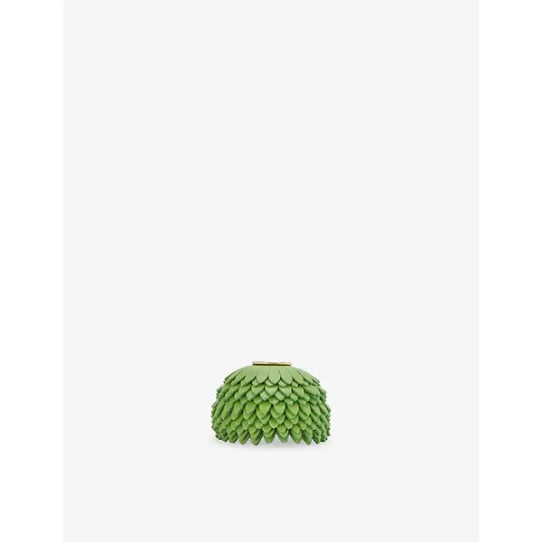 Loewe Flower Dice Leather And Brass Charm - Apple Green