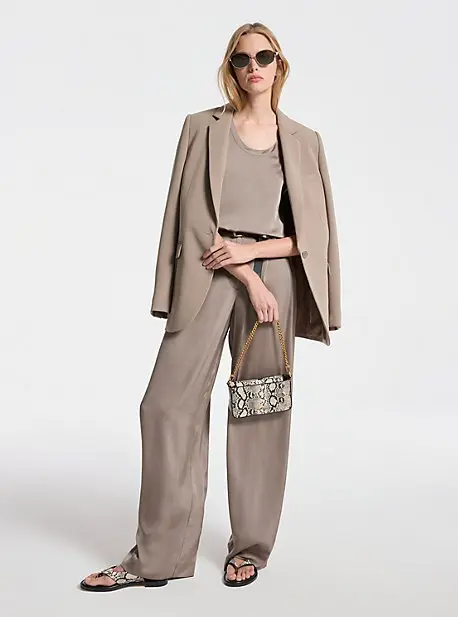 Michael Kors Crepe Double-breasted Blazer - Brown