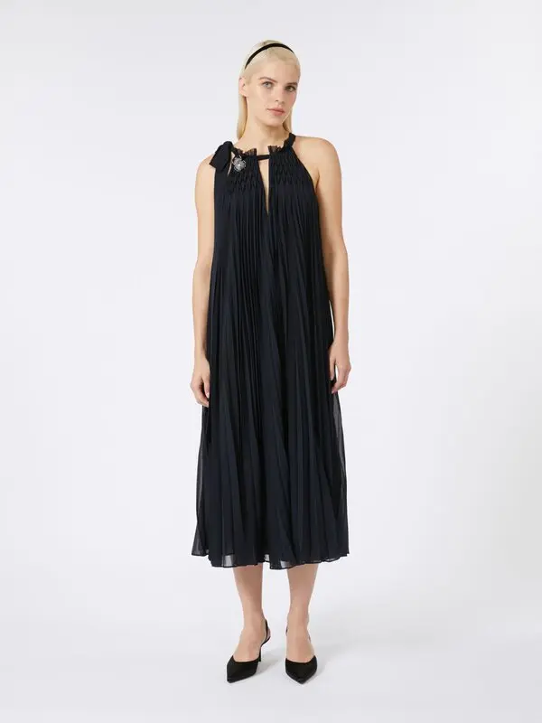 Max Mara Pleated Georgette Midi Dress