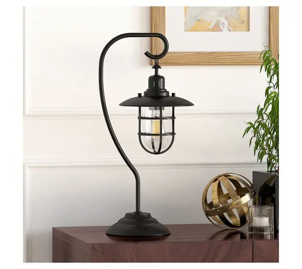 HUDSON&CANAL Bay Table Lamp With Glass/metal Shade