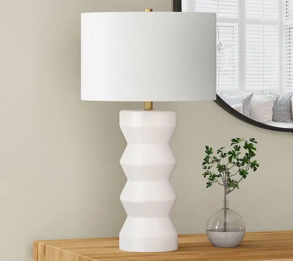 HUDSON&CANAL Carlin Ceramic Table Lamp With Fab Ric Shade