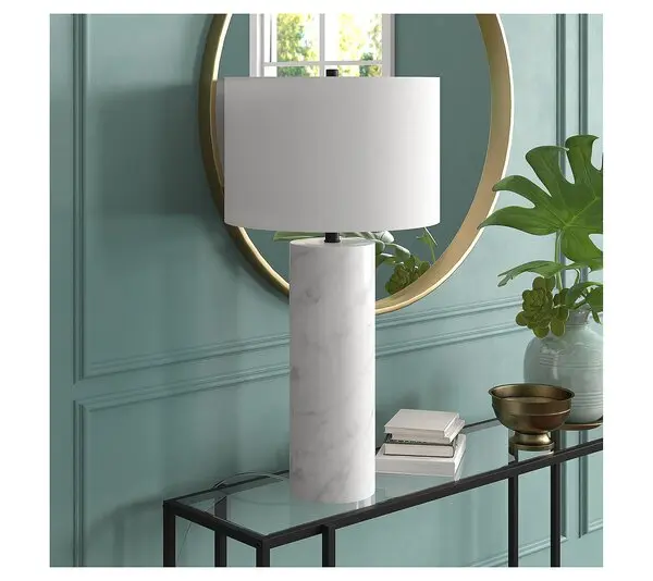 HUDSON&CANAL Elise 30' Tall Table Lamp With Fabric Shade
