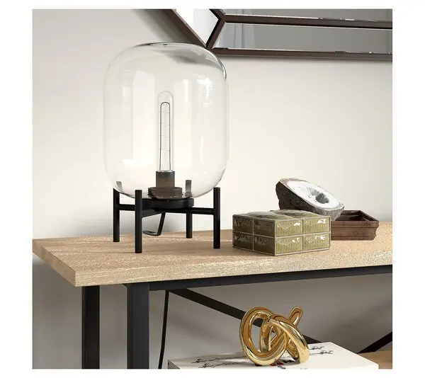 HUDSON&CANAL Edison 15.38 Tall Table Lamp Withglass Shade