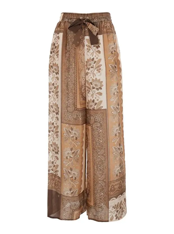 Zimmermann Lucky Relaxed Patterned Trousers - Brown