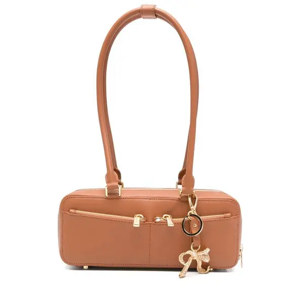 SELF-PORTRAIT Top Handle Bag With Crystal-embellished Bow Detail - Brown