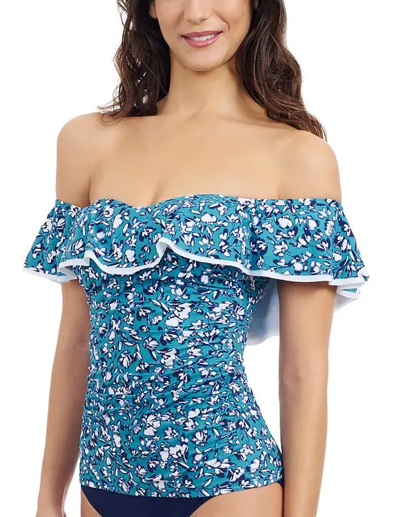 GOTTEX Juliette Off-the-shoulder Tankini Top - Teal
