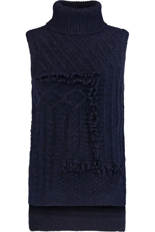 Derek Lam 10 Crosby Fringed Knitted Turtleneck Tank