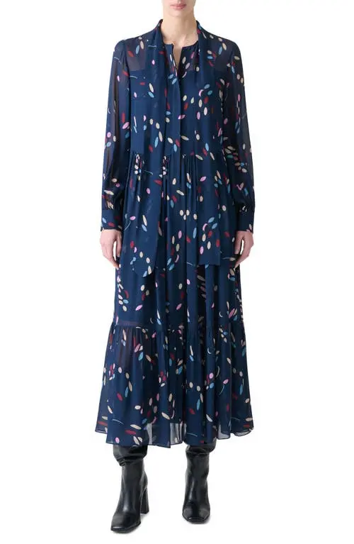 Akris Dropping Dots Print Georgette Shirtdress