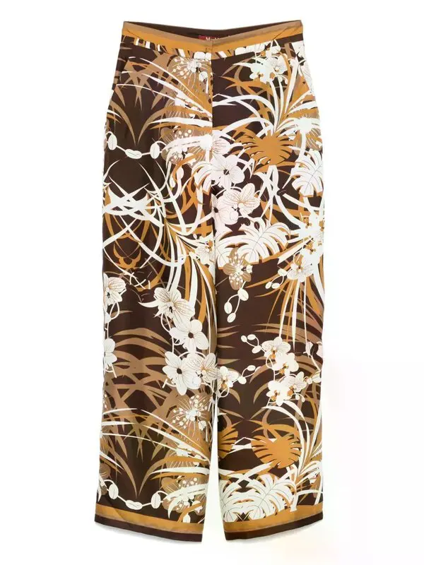 Max Mara Silk Cropped Trousers - Brown