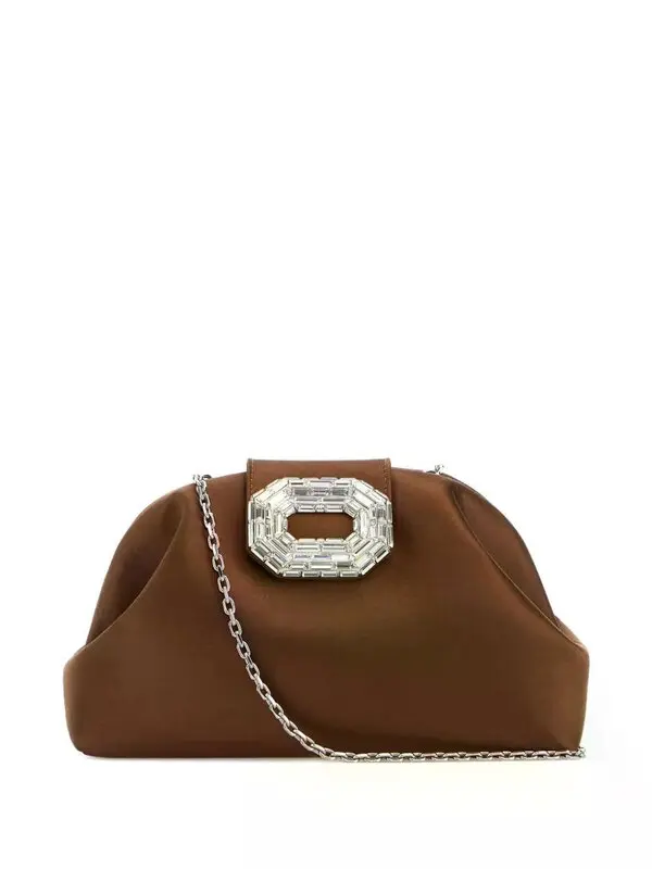 Amina Muaddi Sculpted Satin Evening Bag - Brown