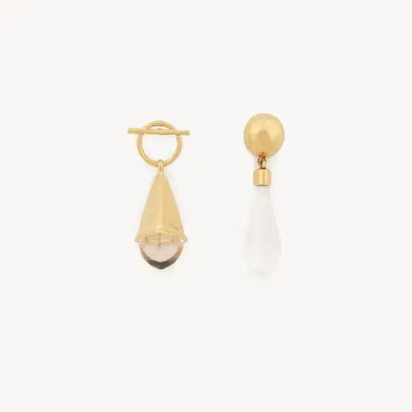 Chloé Prism Asymmetrical Earrings In Gold Editorialist