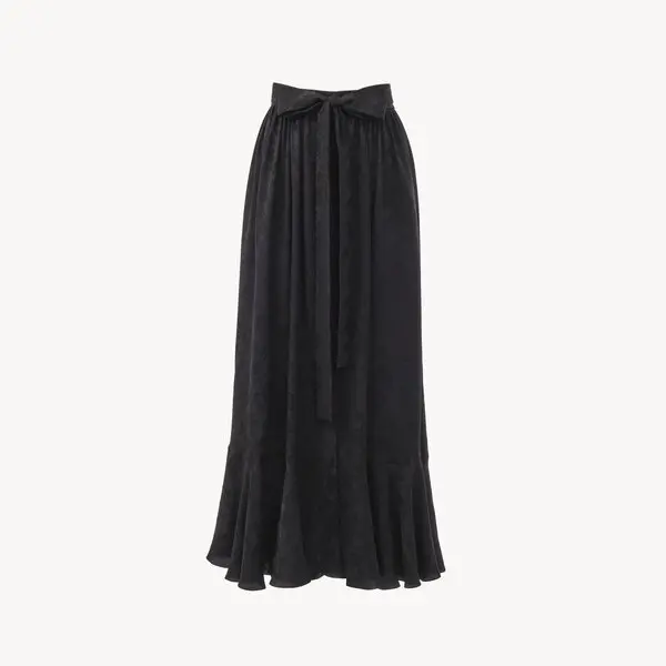 Chloé Silk Jacquard Gathered Midi Skirt