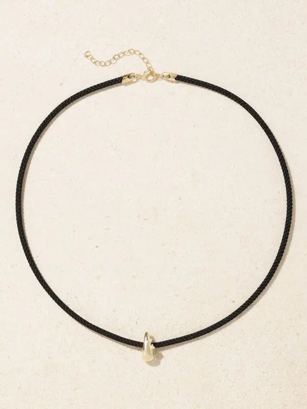 Mizuki 14-karat Gold, Cord And Diamond Necklace - Black