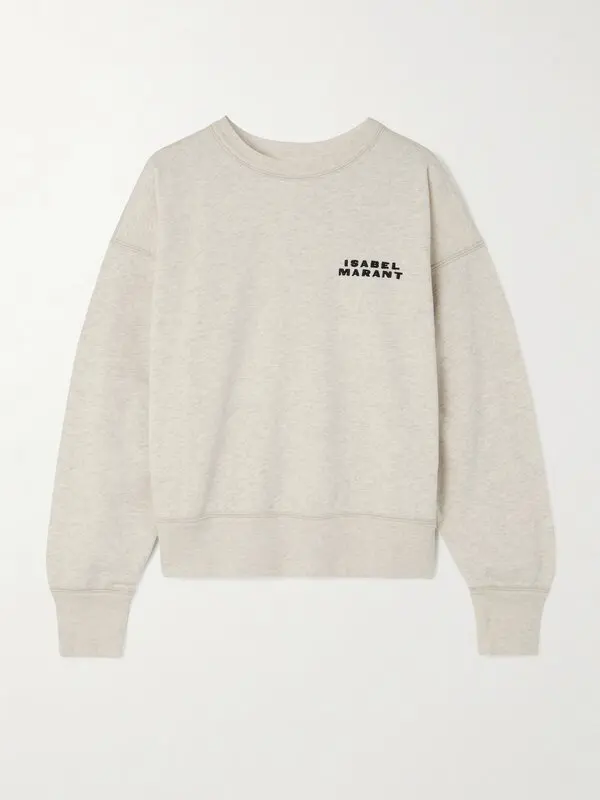 Isabel Marant Shad Embroidered Organic Cotton-blend Jersey Sweatshirt - Ecru