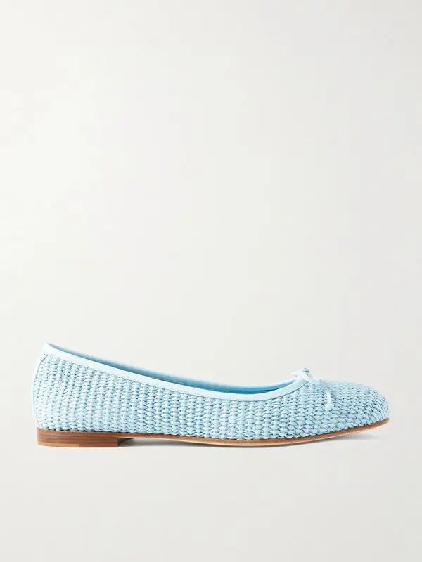 Manolo Blahnik Veralli Raffia Ballet Flats - Blue