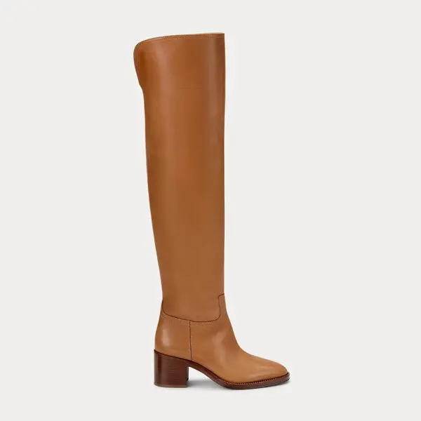 Ralph Lauren Barnet 55 Mm Calfskin Boots - Rl Gold