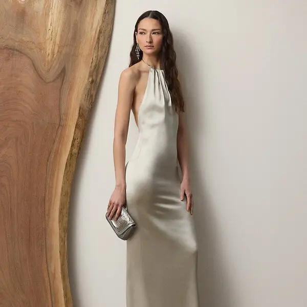 Ralph Lauren Corra Stretch Satin Evening Gown - Mist
