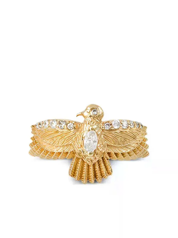 Jacquie Aiche 14k Gold Thunderbird Diamond Ring