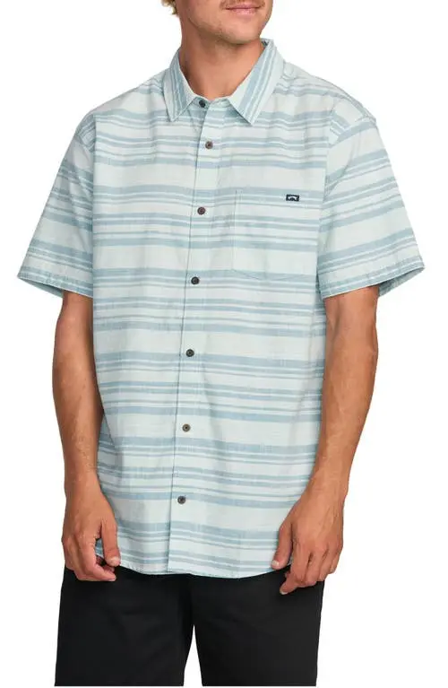 BILLABONG All Day Stripe Short Sleeve Button-up Shirt - Ash Blue