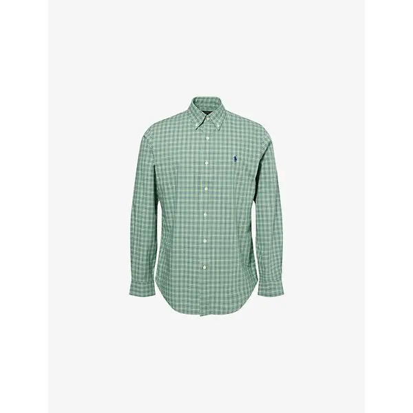 Ralph Lauren Check-print Button-down Stretch-cotton Shirt - 6821b Lovat Blue Multi