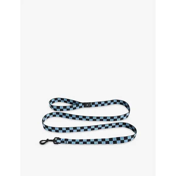 HAY Flat Checked Woven Dog Leash - Blue And Black