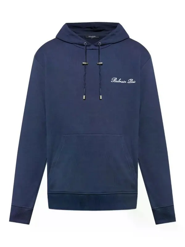 Balmain Logo-embroidered Hoodie - Blue